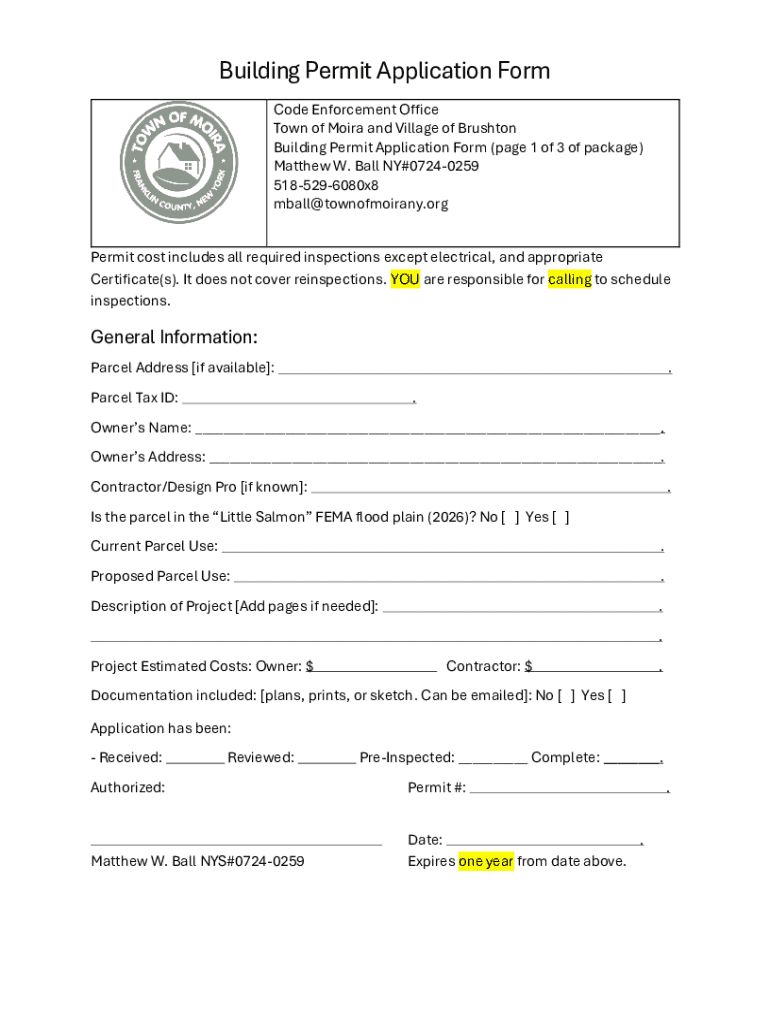 Fillable Online Building Permit Application Form Fax Email Print ...