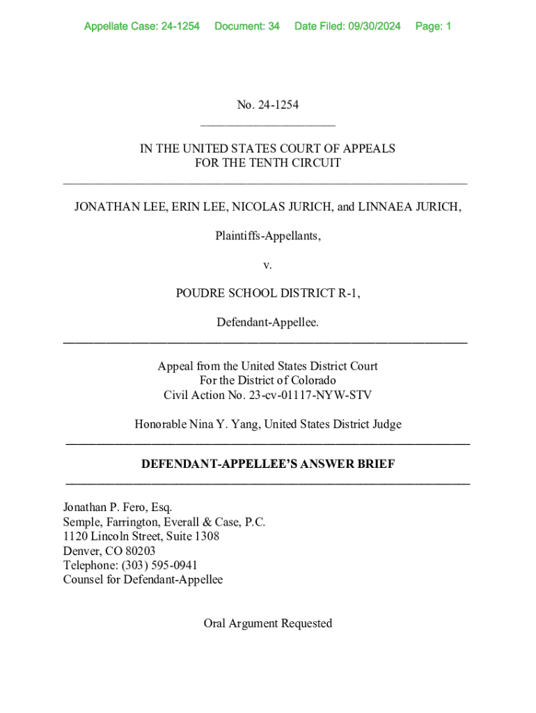 Fillable Online Defendant's Answer Brief in Appeal Case No. 24-1254 Fax ...