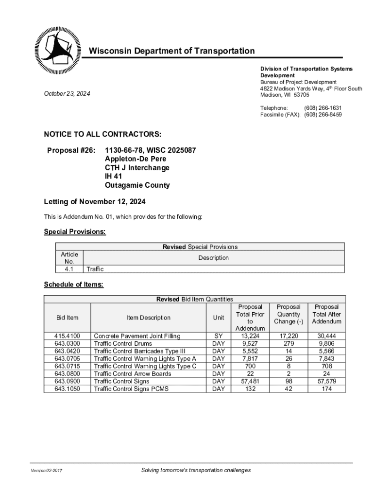 Fillable Online Addendum No. 01 for Infrastructure Proposal #26 Fax Email Print - pdfFiller