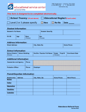 Fillable Online Attendance Referral Form Fax Email Print - pdfFiller