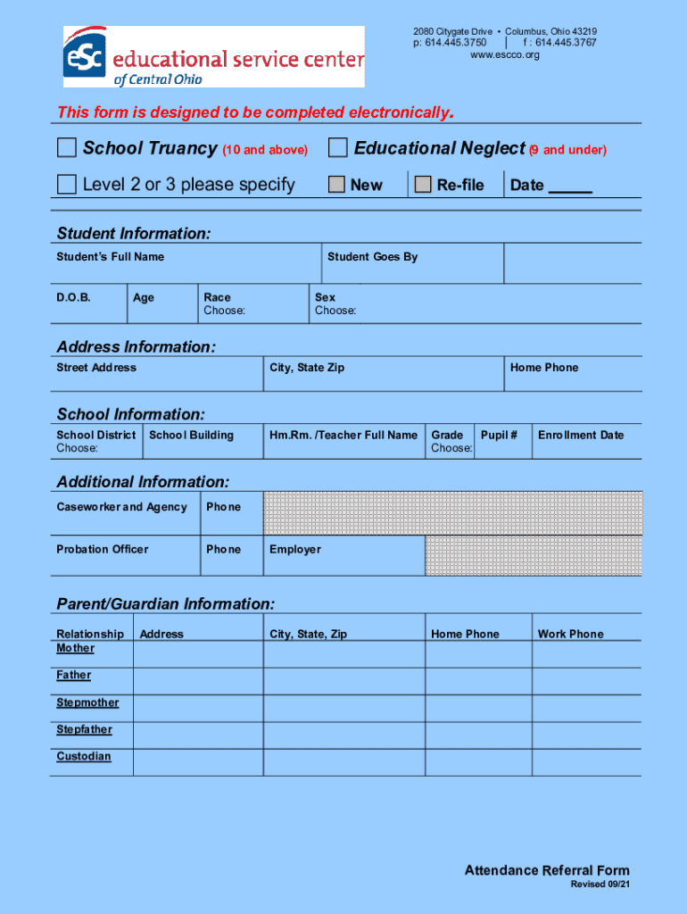 Fillable Online Attendance Referral Form Fax Email Print - pdfFiller