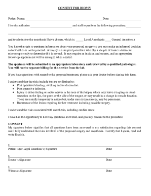 Fillable Online Consent for Biopsy Fax Email Print - pdfFiller
