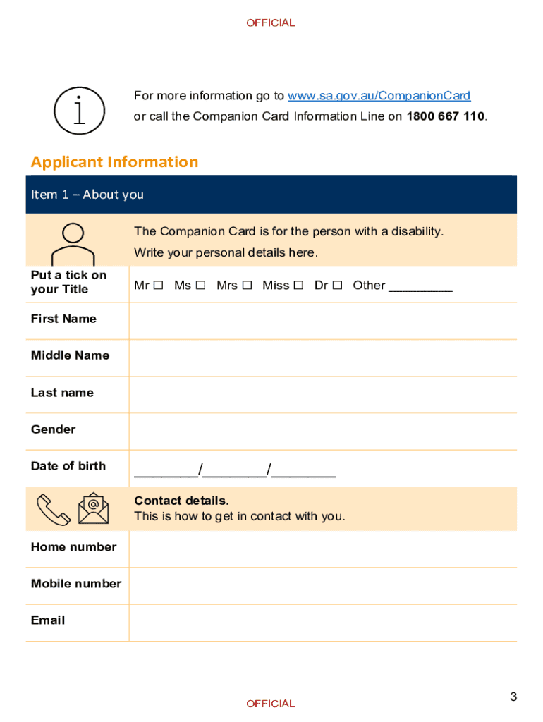 Fillable Online Companion Card Application Fax Email Print - pdfFiller