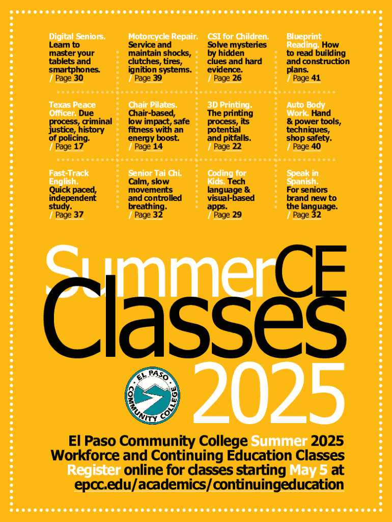 Fillable Online El Paso Community College Summer 2025 Workforce and ...