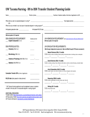 Fillable Online Rn to Bsn Transfer Student Planning Guide Fax Email ...