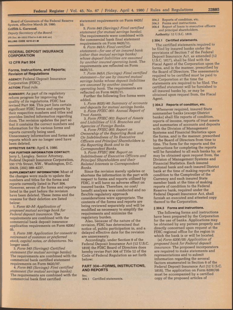 Fillable Online Revision of Regulations for Fdic Forms and Reports Fax ...