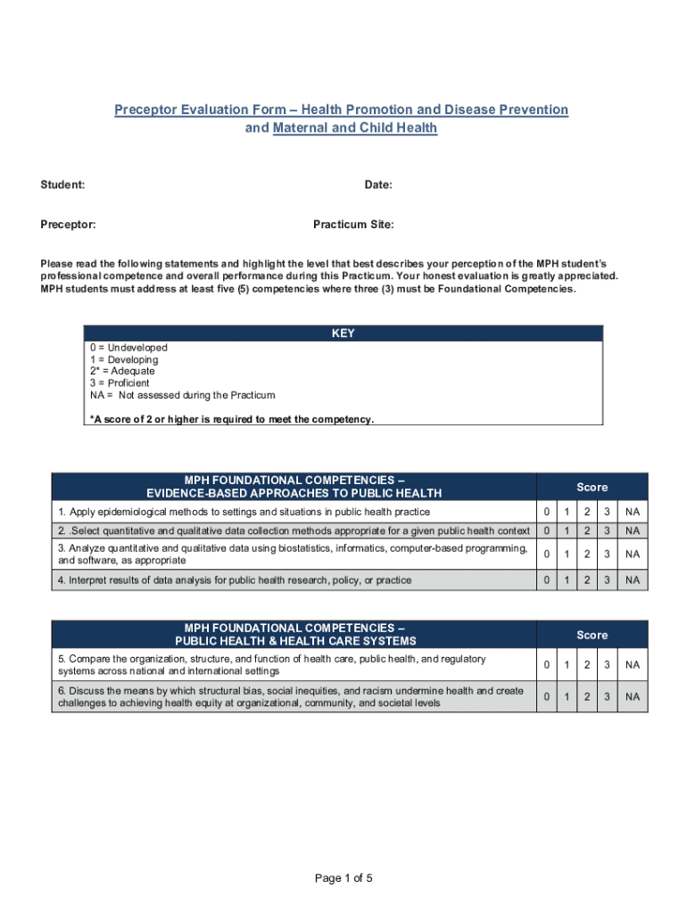 Fillable Online Preceptor Evaluation Form Fax Email Print - pdfFiller