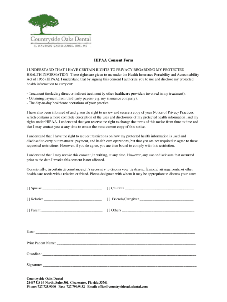Fillable Online Hipaa Consent Form Fax Email Print - pdfFiller