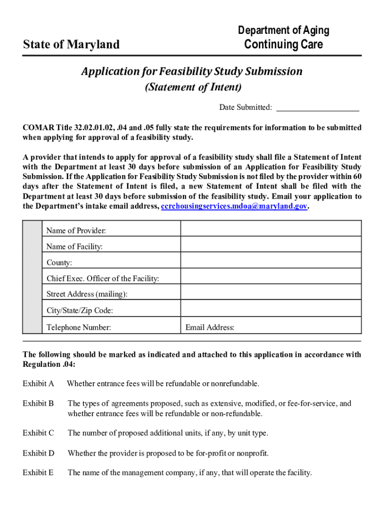 Fillable Online Application for Feasibility Study Submission Fax Email ...