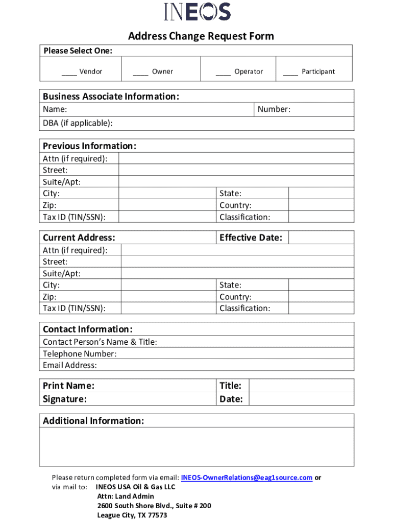 Fillable Online Address Change Request Form Fax Email Print - pdfFiller