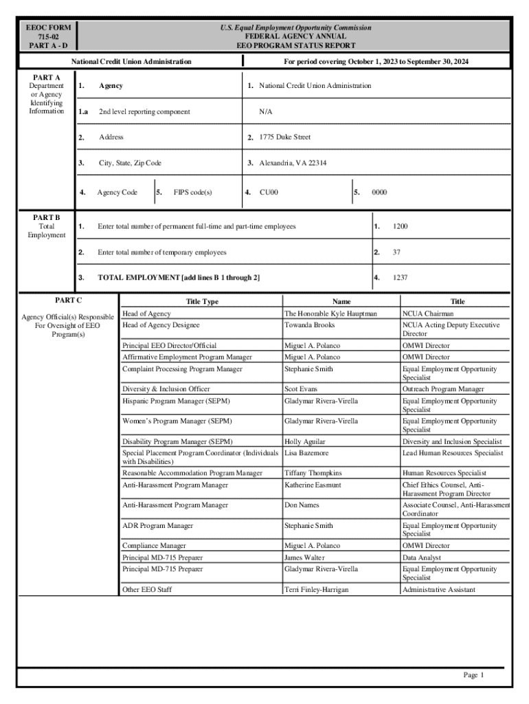 Fillable Online Federal Agency Annual Eeo Program Status Report Fax ...