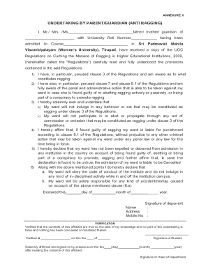 Fillable Online Anti Ragging Undertaking Fax Email Print - pdfFiller