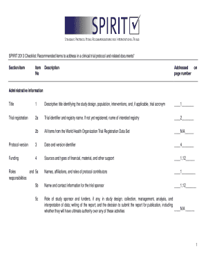 Fillable Online Spirit 2013 Checklist: Recommended Items to Address in ...