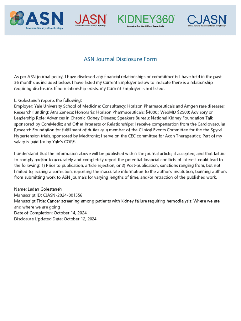 Fillable Online Asn Journal Disclosure Form Fax Email Print - pdfFiller