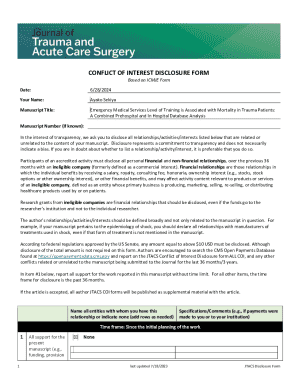 Fillable Online Conflict of Interest Disclosure Form Based on Icmje ...