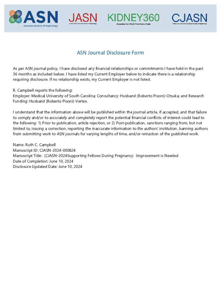 Fillable Online Asn Journal Disclosure Form Fax Email Print - pdfFiller