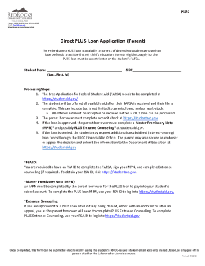 Fillable Online Direct Plus Loan Application for Parents Fax Email ...