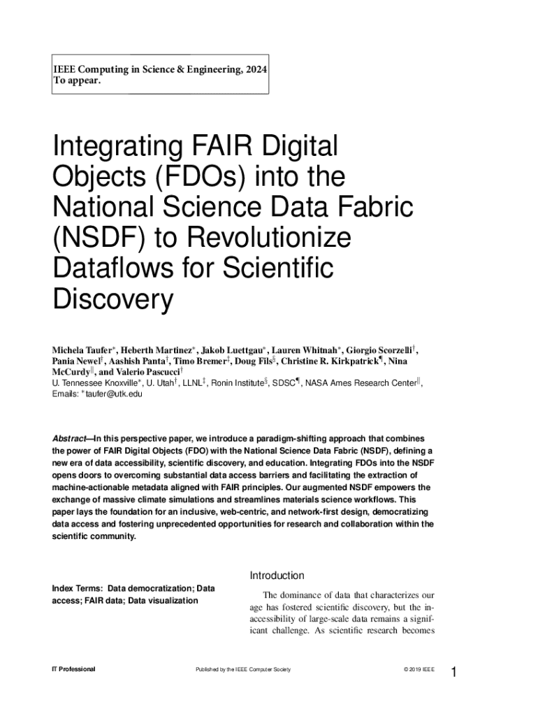 Fillable Online Integrating Fair Digital Objects Into Nsdf for Scientific Dataflows Fax Email ...