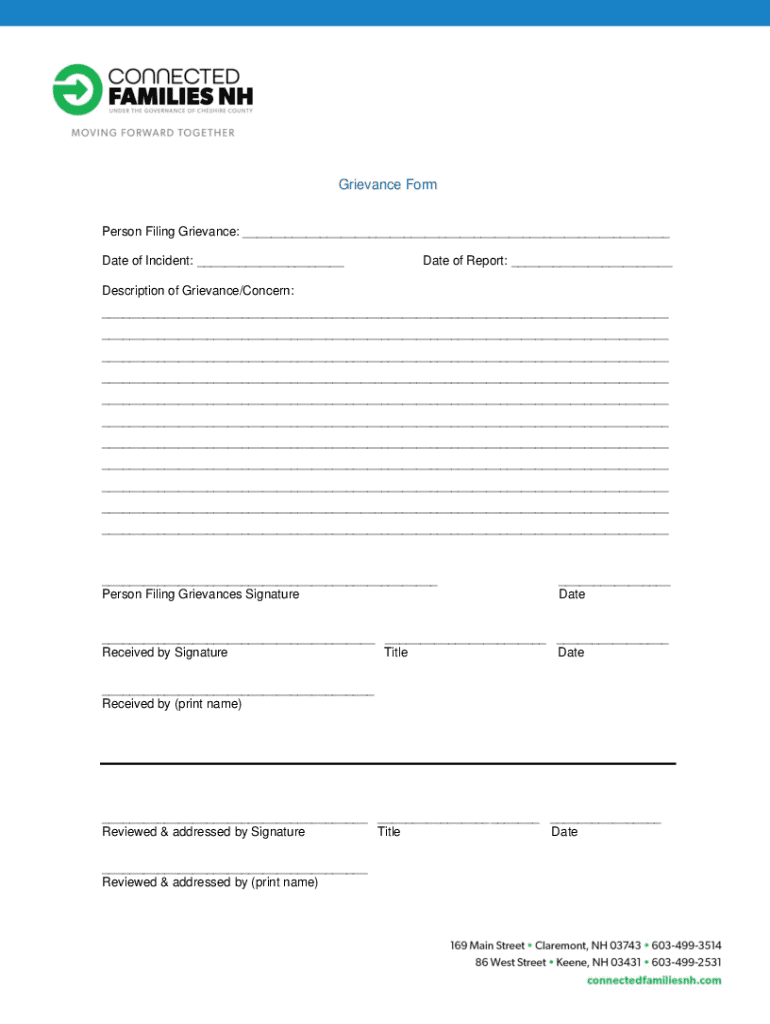 Fillable Online Grievance Reporting Form Fax Email Print - pdfFiller