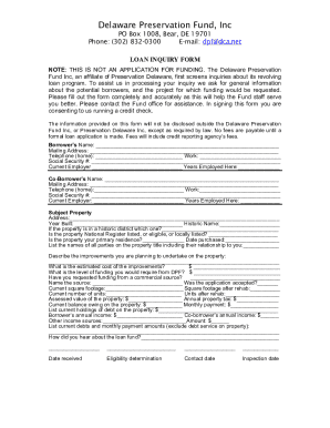 Fillable Online Loan Inquiry Form Fax Email Print - pdfFiller