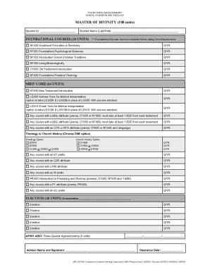 Fillable Online Master of Divinity Curriculum Plan Fax Email Print ...