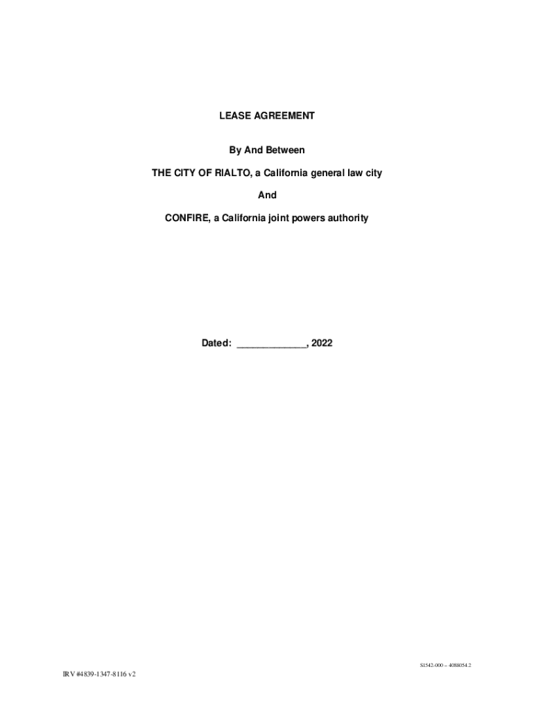 Fillable Online Lease Agreement Between the City of Rialto and Confire Fax Email Print - pdfFiller