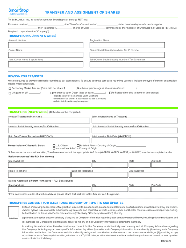 Fillable Online Transfer and Assignment of Shares Agreement Fax Email ...