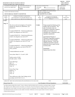 Fillable Online Statement of Deficiencies and Plan of Correction ...