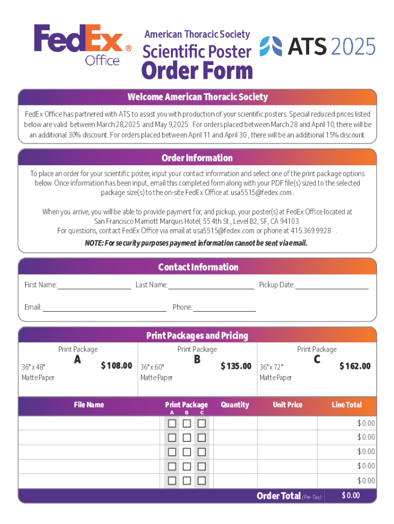 Fillable Online Scientific Poster Order Form Fax Email Print - pdfFiller