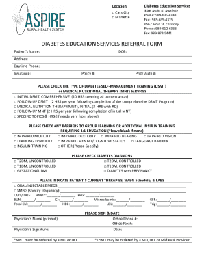 Fillable Online Diabetes Education Services Referral Form Fax Email ...