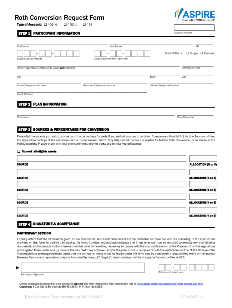 Fillable Online Roth Conversion Request Form Fax Email Print - pdfFiller
