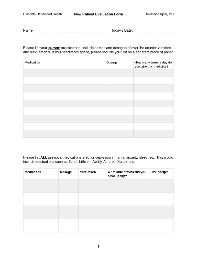 Fillable Online New Patient Evaluation Form Fax Email Print - pdfFiller