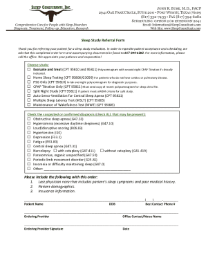 Fillable Online Sleep Study Referral Form Fax Email Print - pdfFiller