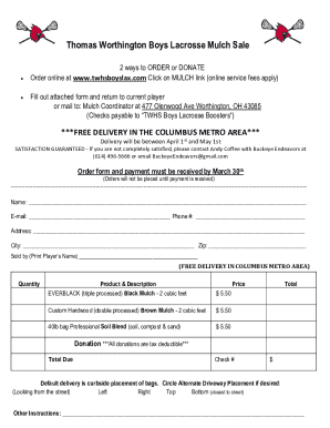 Fillable Online Mulch Sale Order Form Fax Email Print - pdfFiller