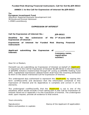 Expression of Interest Doc Template | pdfFiller