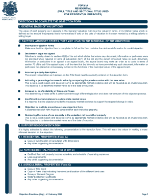 Fillable Online Objection Form Against Property Valuation Fax Email ...