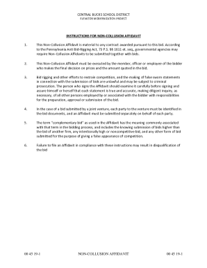 Fillable Online Instructions for Non-collusion Affidavit Fax Email ...