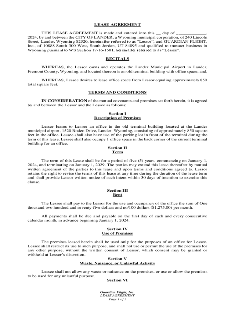 Fillable Online Lease Agreement for Office Space Fax Email Print - pdfFiller