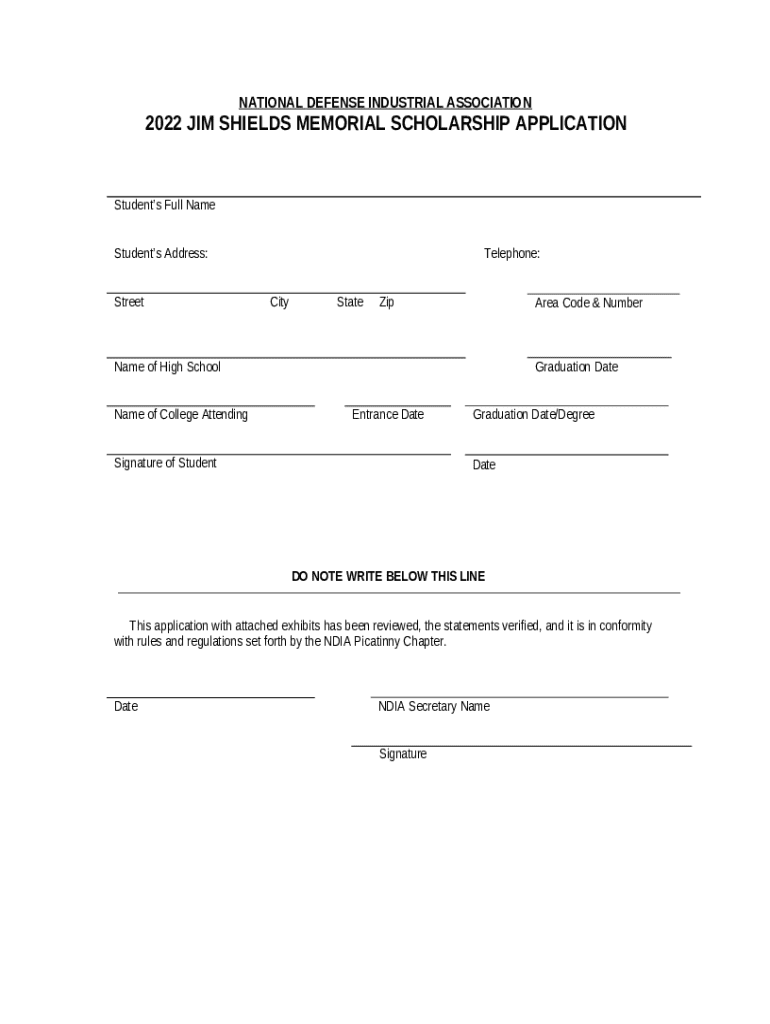 Fillable Online Jim Shields Memorial Scholarship Application Fax Email Print - pdfFiller