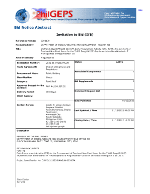 Fillable Online Invitation to Bid for Early Procurement Activity (epa ...