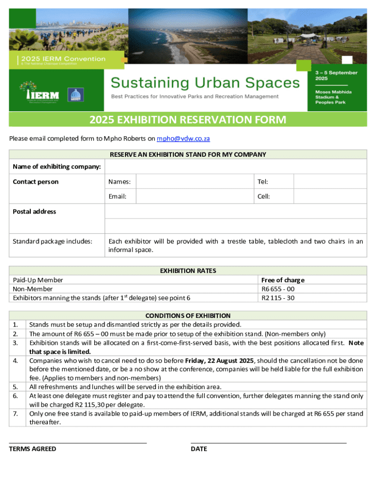 Fillable Online 2025 Exhibition Reservation Form Fax Email Print - pdfFiller