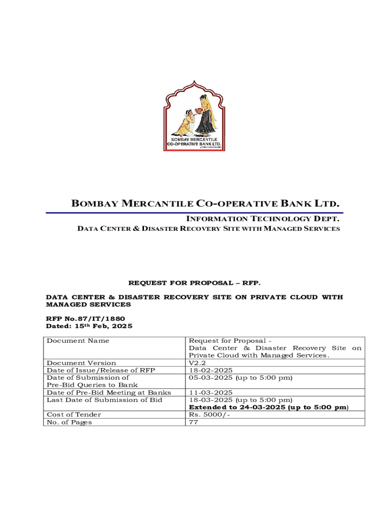 Fillable Online Request for Proposal for Data Center and Disaster ...