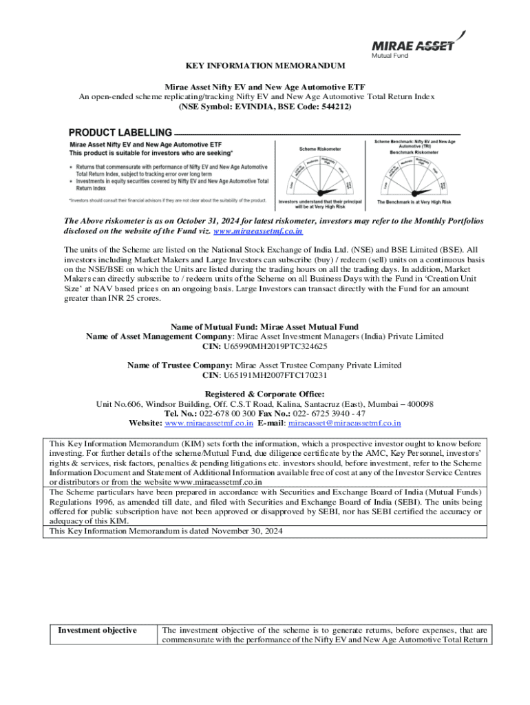 Fillable Online Mirae Asset Nifty Ev and New Age Automotive Etf Fax Email Print - pdfFiller