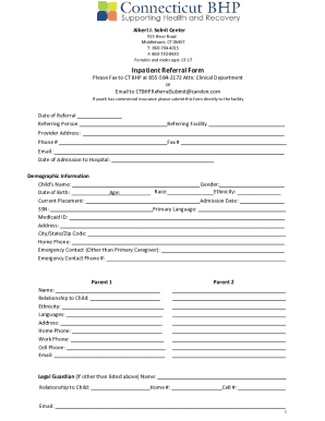 Fillable Online Inpatient Referral Form for Youth Fax Email Print ...