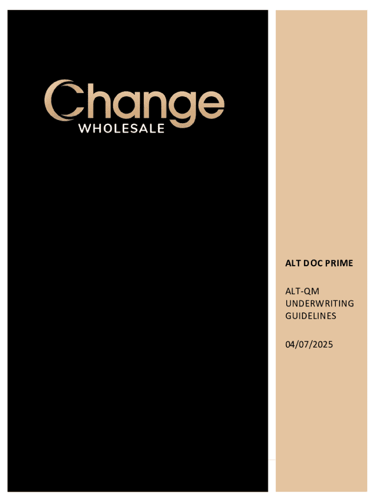 Fillable Online Alt Doc Prime Underwriting Guidelines Fax Email Print ...