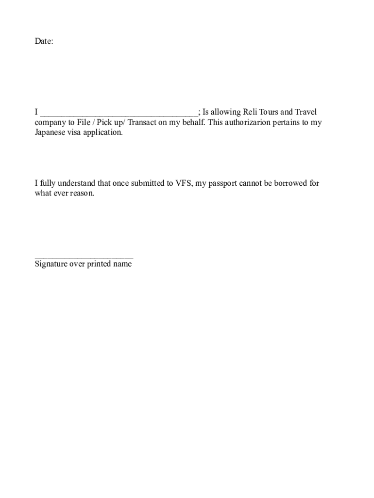 Fillable Online Authorization for Visa Application Processing Fax Email Print - pdfFiller