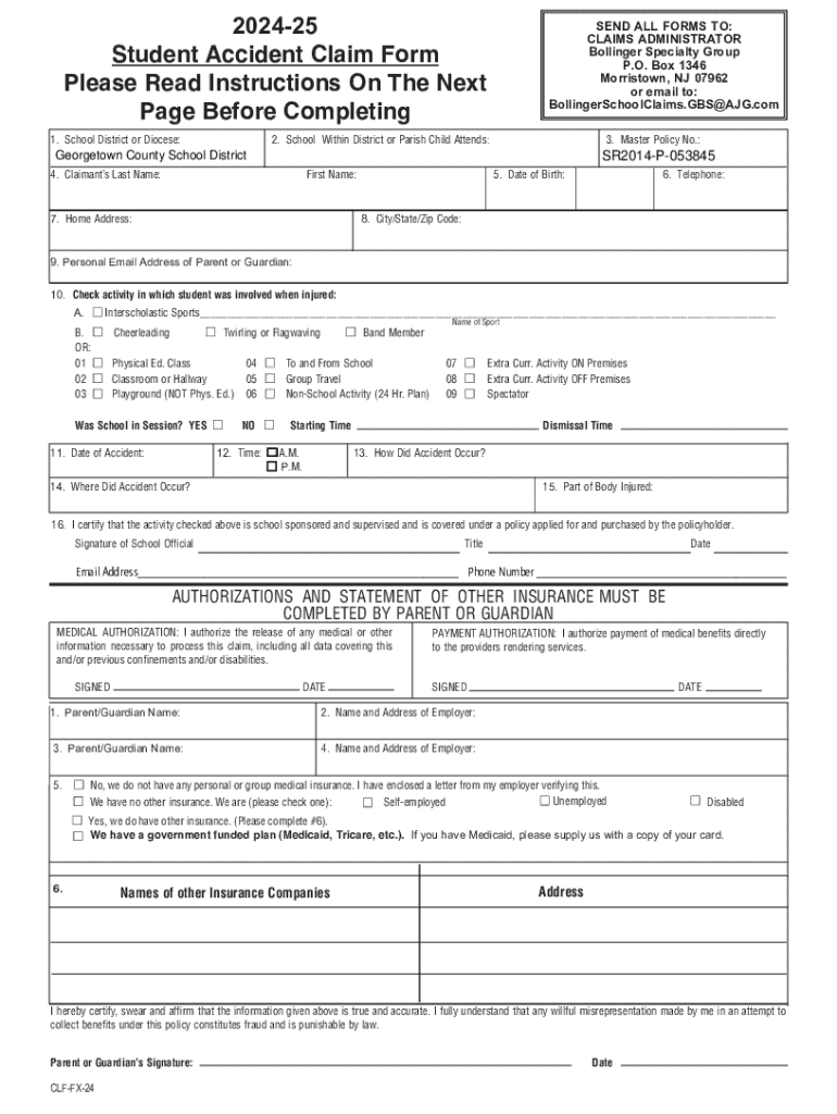 Fillable Online Student Accident Claim Form Fax Email Print - pdfFiller