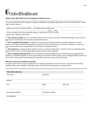 Fillable Online Medicare Plan Appeals & Grievances Form Fax Email Print ...