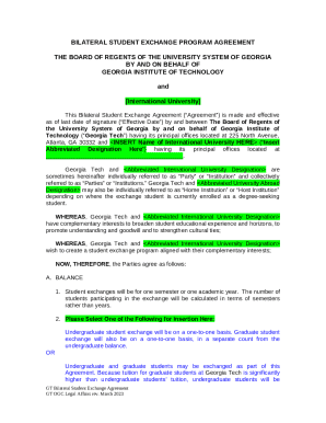 Bilateral Student Exchange Program Agreement Doc Template | pdfFiller