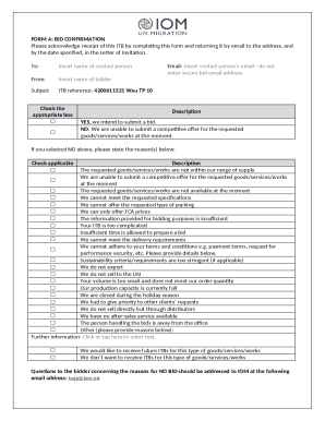 Bid Confirmation Doc Template | pdfFiller